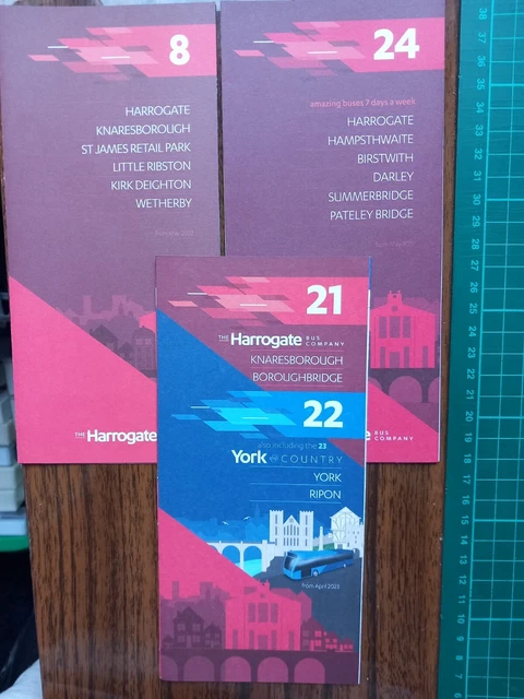 TRANSDEV HARROGATE BUS Timetables X 3, Route Numbers 8, 21 & 22 & 24. £ ...