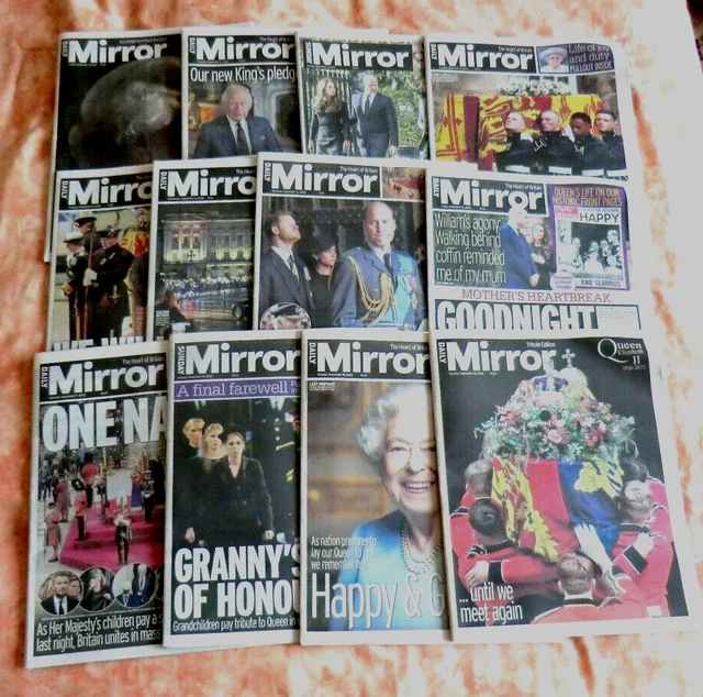 QUEEN ELIZABETH II Death Daily Mirror Newspapers Sept 9 - Sept 20th All ...