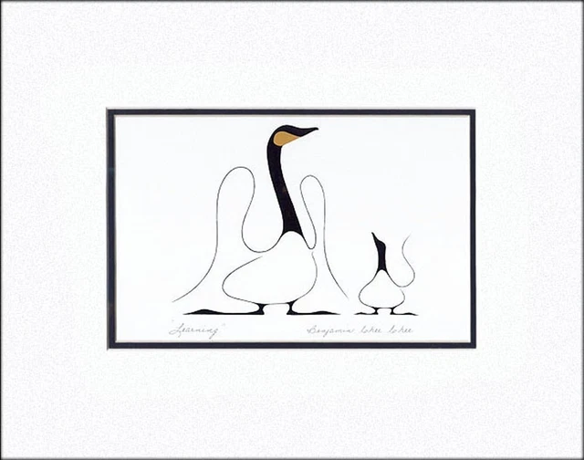 LEARNING BY OJIBWAY artist Benjamin Chee Chee - 11" x 14" Matted print ...