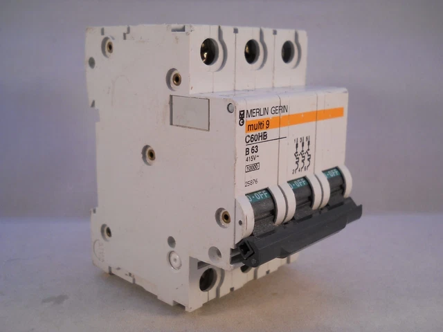 MERLIN GERIN MCB 63 Amp Triple Pole 3 Phase Breaker Type B 63A C60HB363 25876 £32.95 - PicClick UK