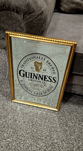 VINTAGE GUINNESS MIRROR 498mm X 346mm With Gilded Frame. £69.99 ...