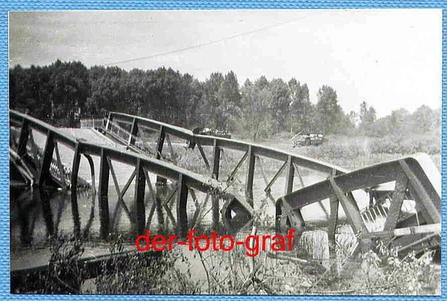 FOTO, FRANKREICH, ZERSTÖRTE Brücke, Fahrzeuge, um 1941 !!! EUR 9,99 ...