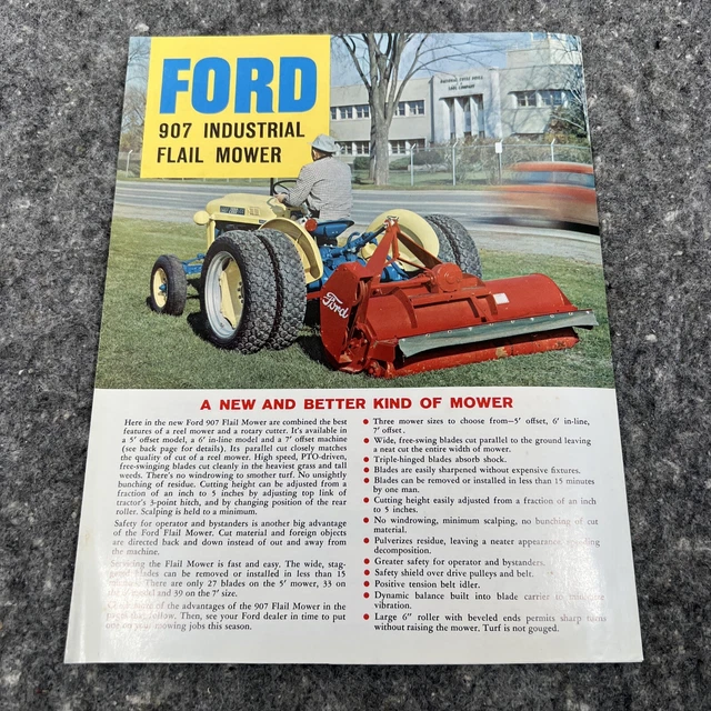 FORD TRACTOR & Implement 907 Industrial Flail Mower Brochure USA £15.56 ...