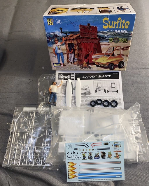 REVELL SURFITE W Big Daddy Ed Roth Figure And Tiki Hut 1/25 100% Complt ...