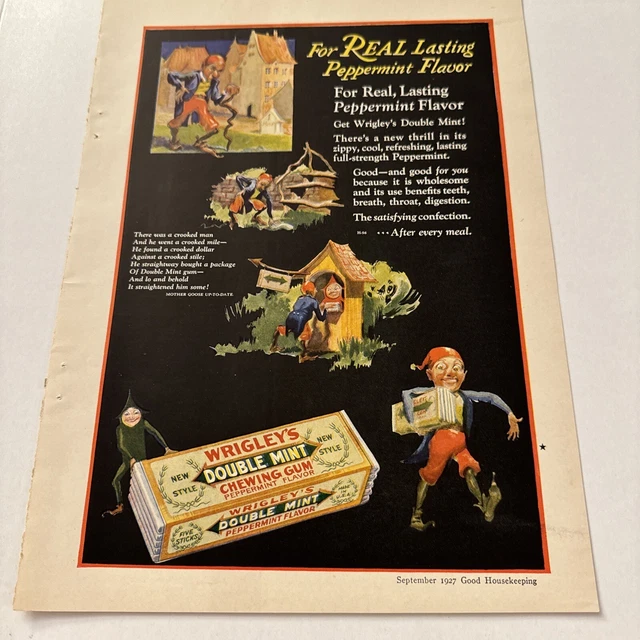 VINTAGE WRIGLEY’S DOUBLE Mint Chewing Gum Elves Ad Magazine 1927 HM3 $8 ...