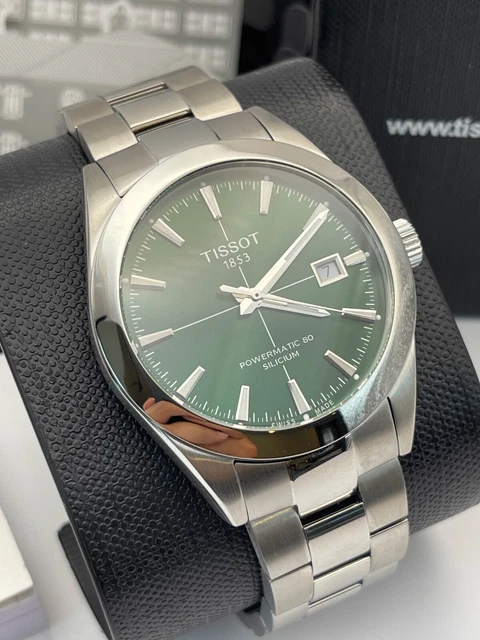 TISSOT GENTLEMAN POWERMATIC 80 T-Classic Green Dial Watch T127.407.11 ...