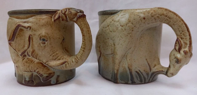 JOHN BUCK POTTERY Made in Japan - two mugs Elephant and Giraffe 1970s £ ...