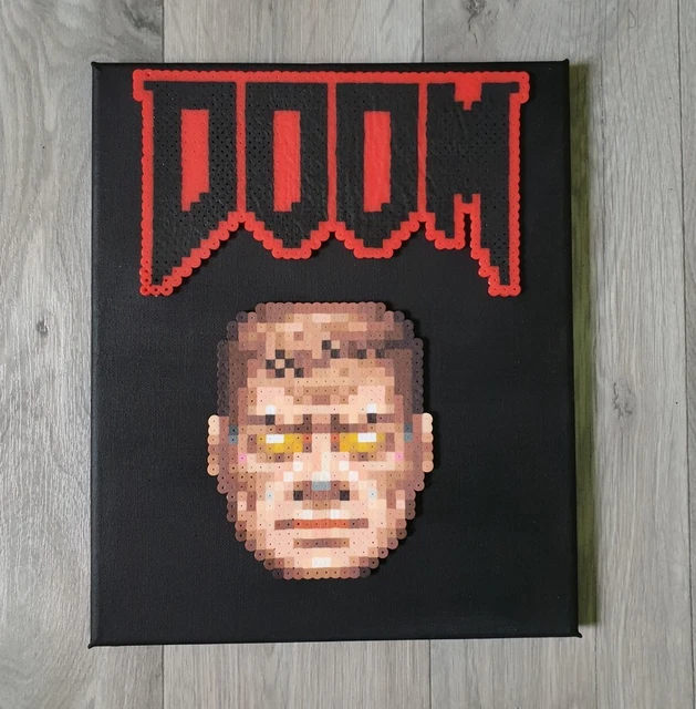 DOOM CLASSIC DOOMGUY Face Canvas Bead Pixel Art Sprite Artkal Perler ...