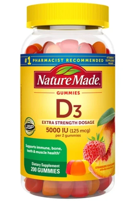 NATURE MADE EXTRA Strength Vitamin D3 125 mcg, 200 Gummies EXP 04/2026 ...