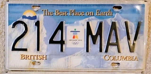 *2010 BRITISH COLUMBIA OLYMPIC License Plate* #214-MAV. CDN $$ $89.99 ...
