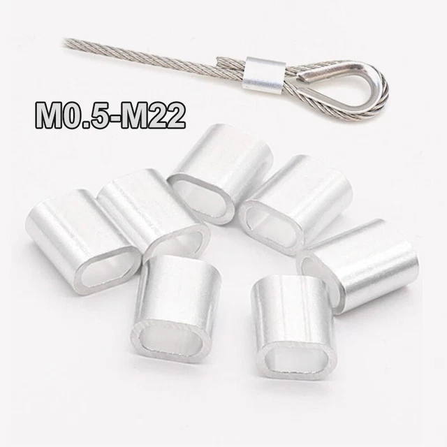 M0.5-M22 ALUMINIUM WIRE Rope Ferrules Crimping Sleeve Single Hole Cable ...
