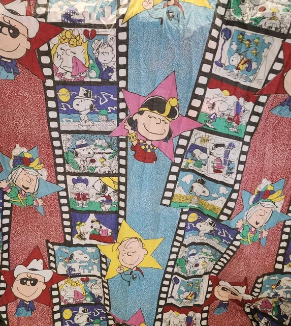 VINTAGE CHARLIE BROWN MOVIE Scene SNOOPY PEANUTS GANG FLAT SHEET SIZE ...