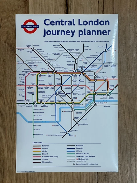 ORIGINAL TFL LONDON Underground tube map sticker 277mm x 428mm genuine ...