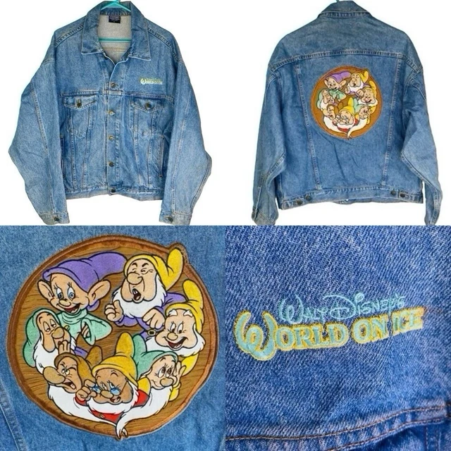 WALT DISNEY DENIM Jacket Large Trucker Disneys World On Ice Seven ...