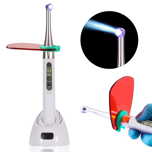 DENTAL CORDLESS CURING Light 1 Sec LED Light Cure Lamp Metal Head 2 ...