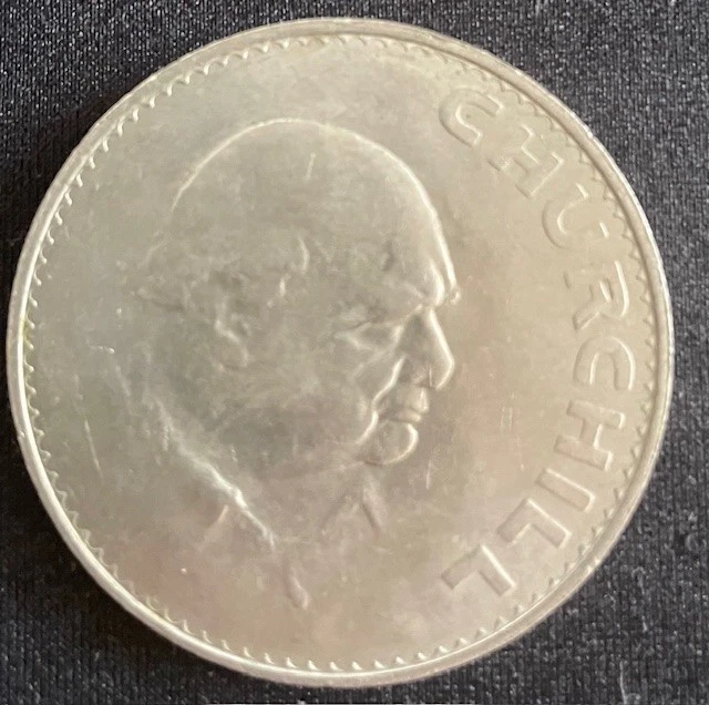 1965 WINSTON CHURCHILL Commemorative Crown Queen Elizabeth II Coin ...