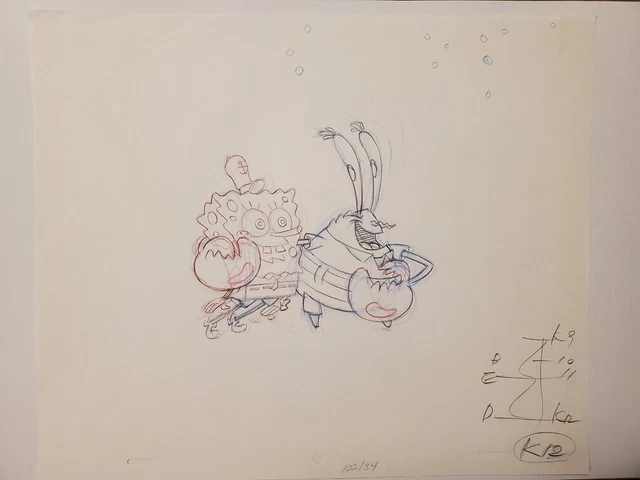 SPONGEBOB SQUAREPANTS ORIGINAL Production Cel Cell Drawing Animation ...