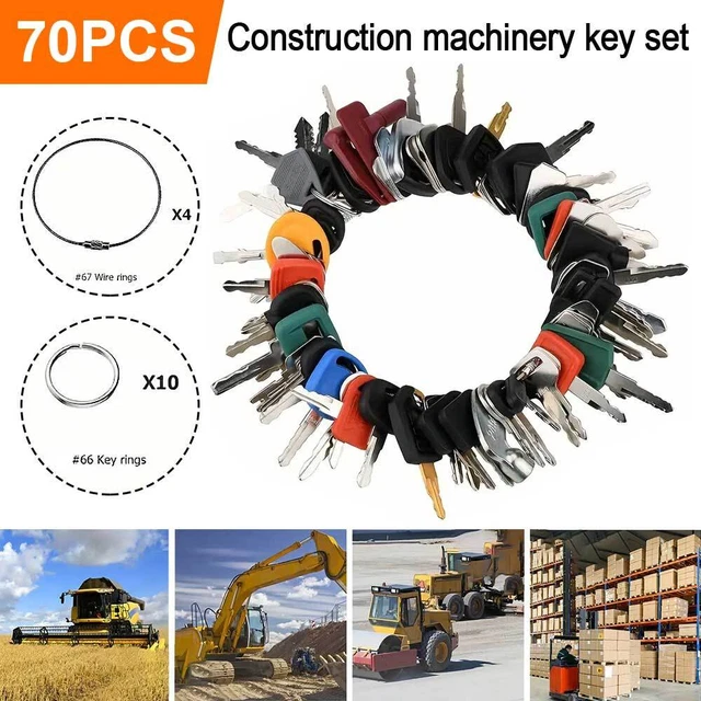 70PCS HEAVY EQUIPMENT Key Set Case Cat Komatsu JCB Volvo Kubota Bobcat ...