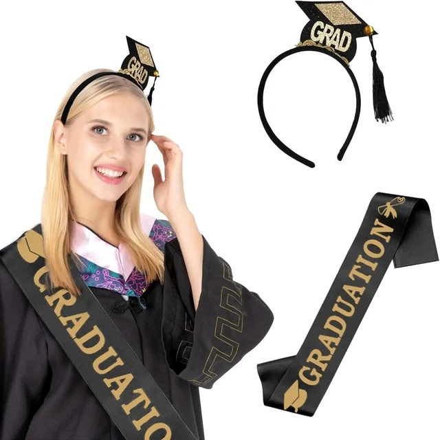 2024 GRADUATION PHD Hat Headband Headband Grad Cap Satin Sash Graduated ...