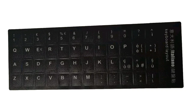 ADESIVI PER TASTIERA ITALIANA Stickers Black Keyboard LAYOUT ITA IT EUR ...