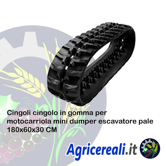 CINGOLO IN GOMMA per motocarriola mini dumper escavatore pale 180x60x30 ...