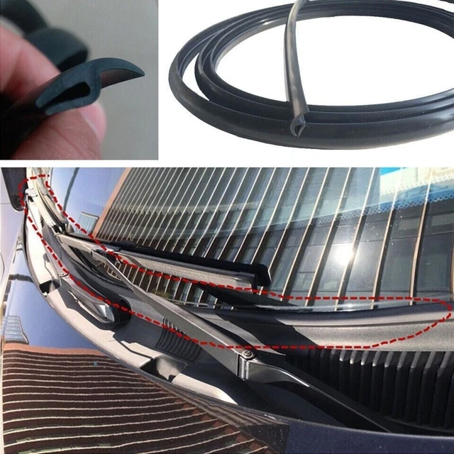1.7M/ 5.6FT WINDSHIELD Cowl Rubber Seal Strip, H-Shape Black Molding ...