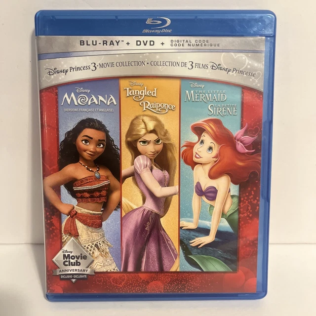 DISNEY PRINCESS 3-MOVIE Collection: Moana, Tangled, & Little Mermaid Blu-Ray+DVD £12.37 ...
