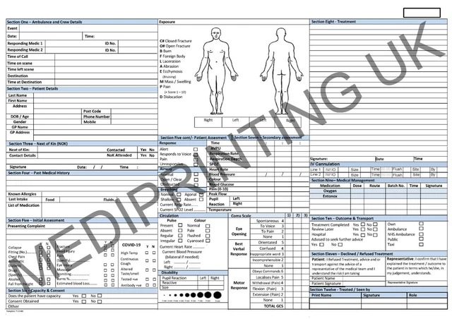 PRF AND MINOR Injury form Combi Pack. With Continuation sheets. NOW ...