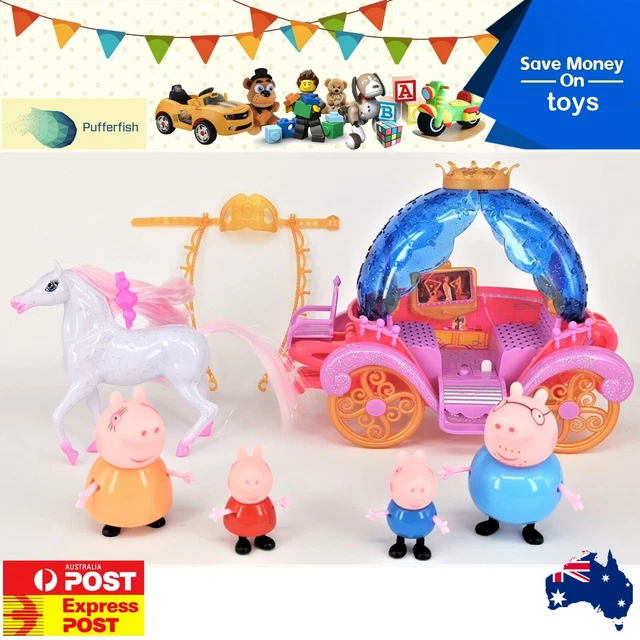 PEPPA PIG FAMILY Princess Cinderella Carriage Horse Race Music Wagon ...