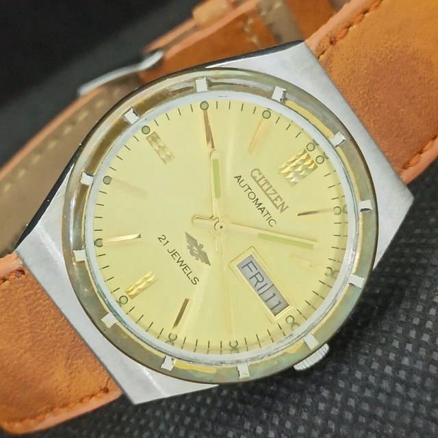 RARE VINTAGE CITIZEN AUTOMATIC 8200 JAPAN MENS D/D GOLDEN WATCH 550e ...