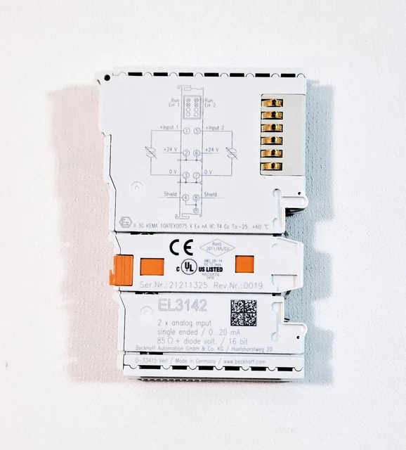 BECKHOFF EL3142 ETHERCAT-KLEMME, 2-Kanal-Analog-Eingang EL3142 EUR 94 ...