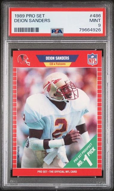 1989 PRO SET #486 Deion Sanders RC PSA 9 comme neuf - Atlanta Falcons ...
