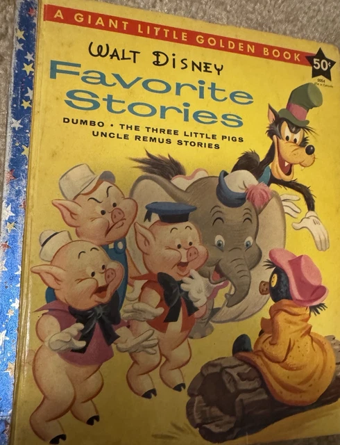 WALT DISNEY FAVORITE STORIES Giant Little Golden Book 1957 Dumbo, 3 ...