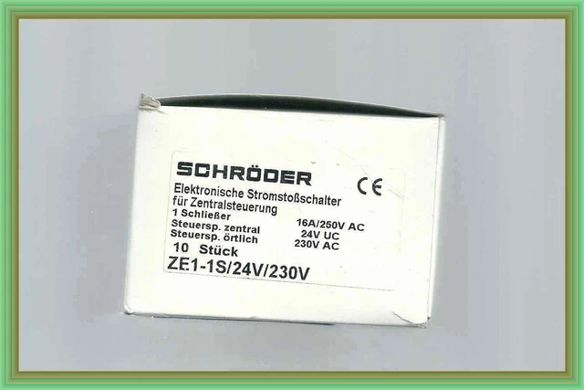 SCHRÖDER ZE1-1S/24V/230V / 16A Stromstoßschalter Zentralsteuerung Schließer neu EUR 7,55 ...