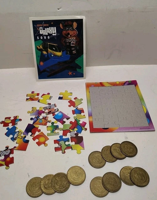 CHUCK E CHEESE Lot Galaxy 5000 Rare Prize Sticker 12 Coins Puzzle 1999 ...