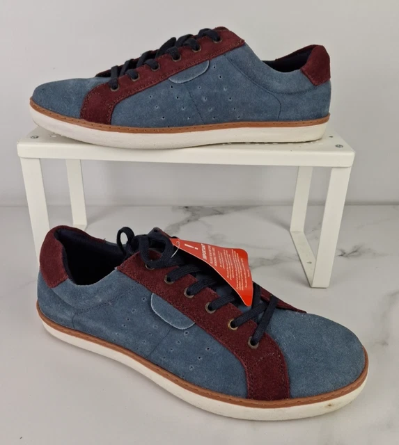 JOE BROWNS MENS Burgundy Red Blue Leather Suede Flat Shoes UK8 EUR42 ...
