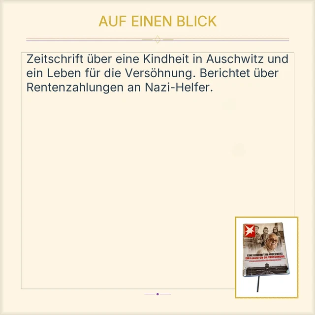 ZEITSCHRIFT KINDHEIT AUSCHWITZ Versöhnung Nazi Renten Geschichte EUR 3 ...