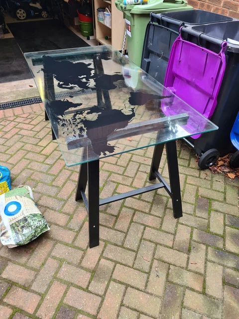 IKEA GLASS DESK/DINING Table With World Map and 4 Chairs £35.99 ...