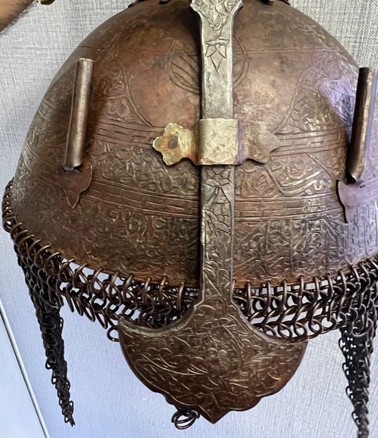 COLLECTABLE OLD ISLAMIC Safavid Era Islamic King Iron Helmet With ...