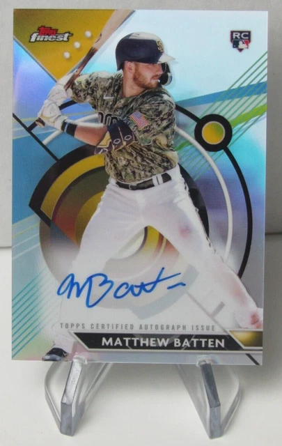 2023 TOPPS FINEST Refracteur Auto Matthew Batten RC San Diego Padres FA ...