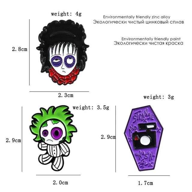 FUNNY GOTHIC VAMPIRE Terror Horror Doll Purple Coffin Brooch Pins ...