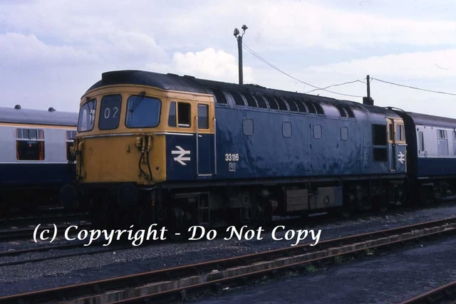 ORIGINAL 35MM DIESEL RAILWAY SLIDE CLASS 33 33116 EASTLEIGH 4-5-78 ...