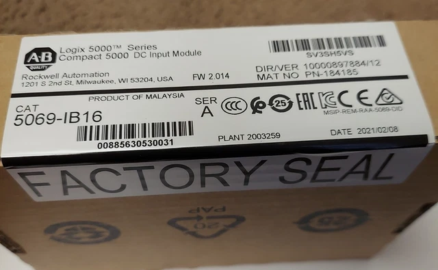 ALLEN-BRADLEY 5069-IB16 LOGIX 5000 Compact 5000 DC Input Module US ...
