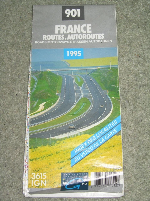 FRANCE, IGN MAIN routes & Autoroutes map, sheet 901 - 1:1,000,000 ...