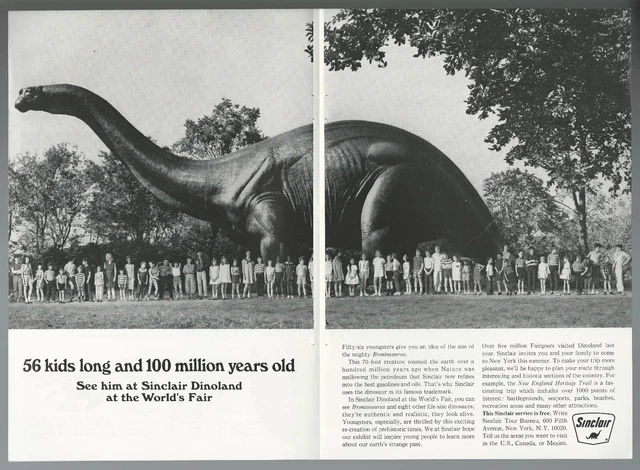 1965 SINCLAIR OIL advertisement, DINOSAURS Brontosaurus NY World’s Fair ...