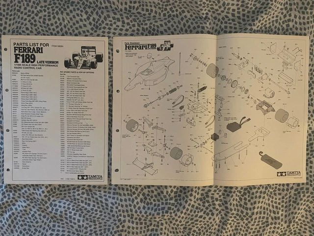 TAMIYA ORIGINAL EXPLODED Diagram Parts Guide Ferrari F189 (Late Version ...