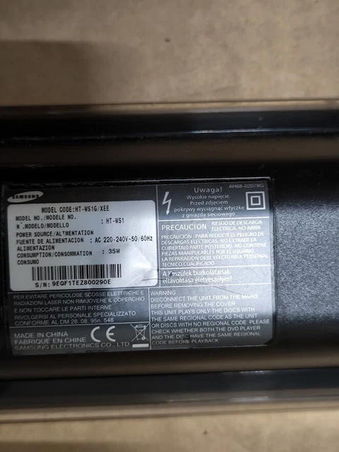 SAMSUNG HT-WS1 SOUNDBAR - For Parts, No Accessories, Signs of Use £8.46 ...