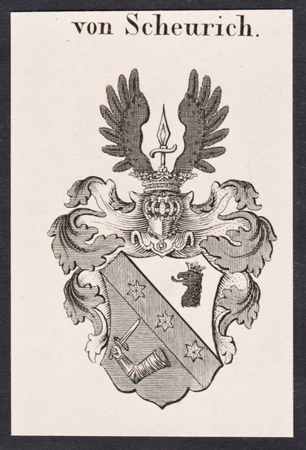 SCHEURICH WAPPEN COAT of arms Heraldik heraldry Genealogie Kupferstich ...
