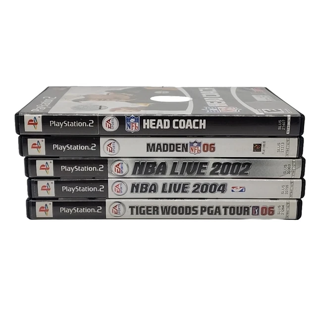 NFL HEAD COACH Madden 06 NBA Live 02 04 Tiger Woods 06 lot de 5 sports ...