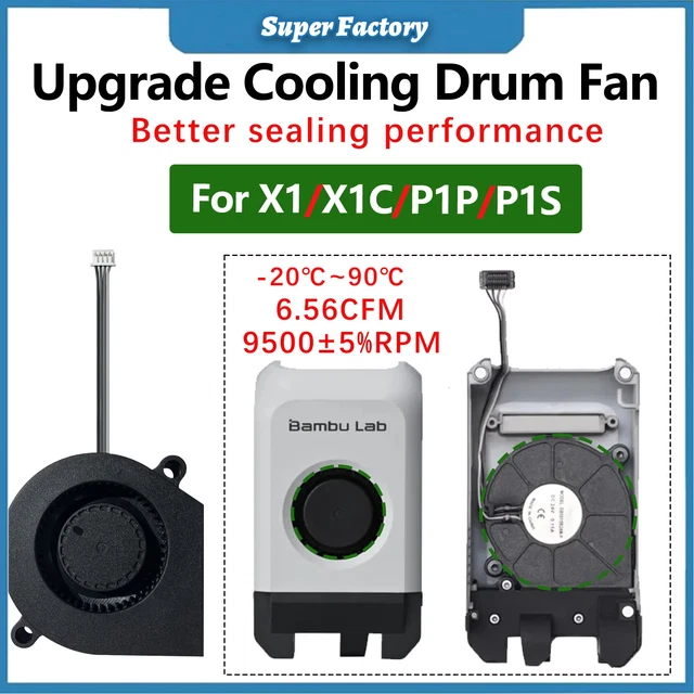 FOR BAMBU LAB X1 X1C P1P P1S Cooling Drum Fan Front Cover Housing ...